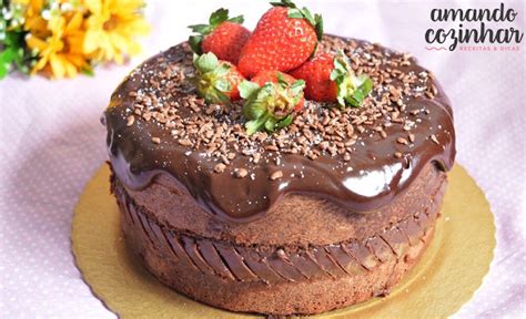 Naked Cake de chocolate morangos Amando Cozinhar Receitas Fáceis