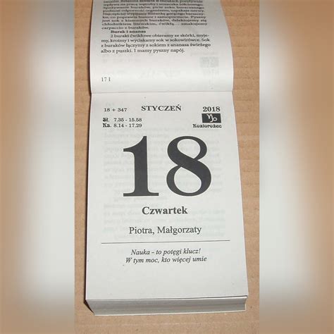 Kalendarz 2018 Rok Zdzierak Kartka Kalendarza 2018 Laskowice Kup