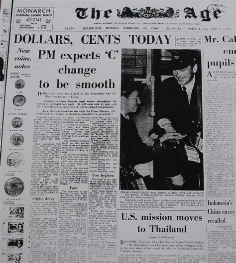 50 Years Ago Newspaper Headlines 14 February 1966 The Australian Coin