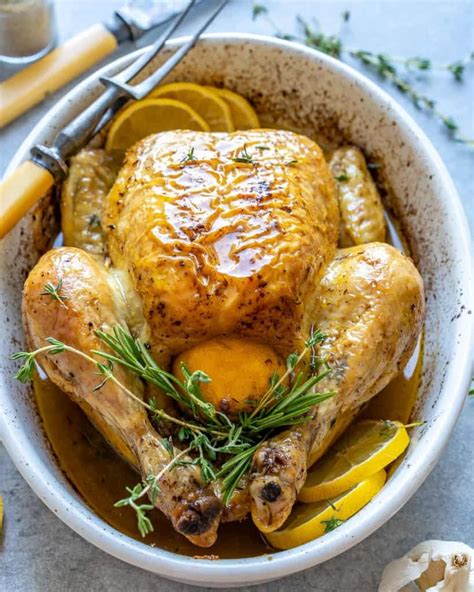 Lemon Garlic Oven Roasted Whole Chicken Healthy Fitness Meals
