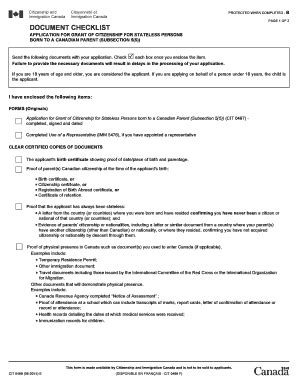 Fillable Online Cic Gc CIT 0499 E Document Checklist Application For