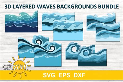 3D Layered Waves SVG Bundle 3D Layered Sea Cricut Etsy