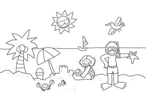 Ni Os Jugando En La Playa Para Colorear Dibujo Views