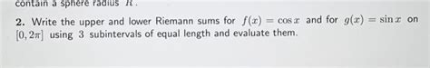 solved 2 write the upper and lower riemann sums for