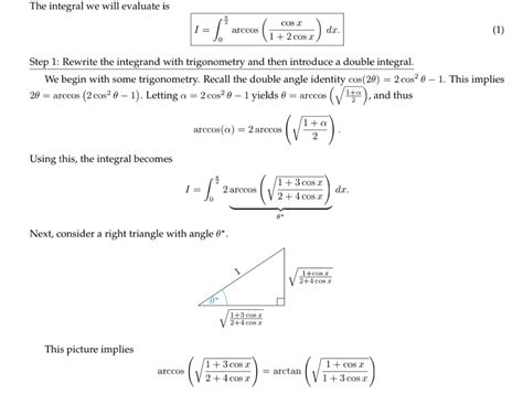 Calculus Solve Int Pi Arccos Left Frac Cos X Cos
