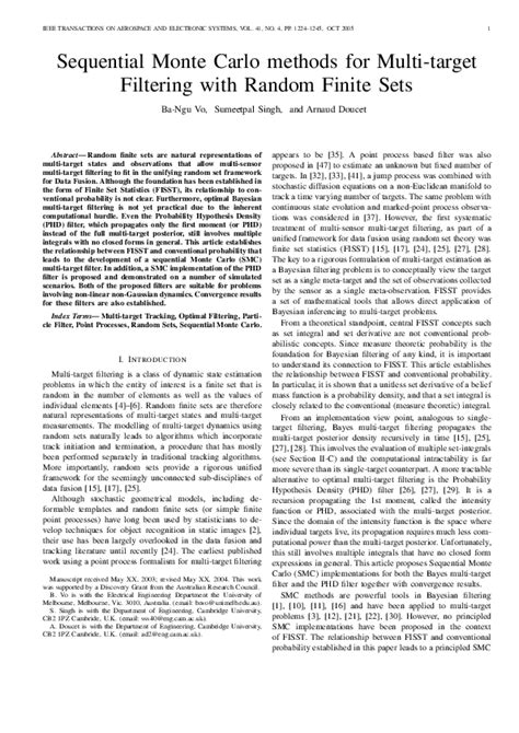 pdf sequential monte carlo methods for multi target filtering with random finite sets ba ngu
