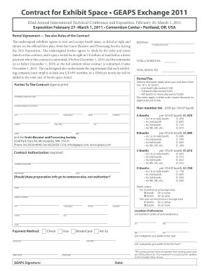 Fillable Online Contract For Exhibit Space Geaps Exchange Fax