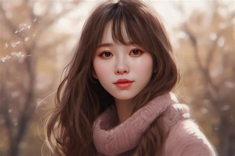 Premium AI Image Beautiful Asian Woman At Nature Generate Ai