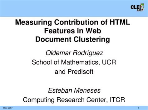 ppt measuring contribution of html features in web document clustering powerpoint presentation