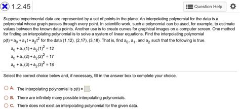 solved suppose experimental data are represented by a set of points in the plane an