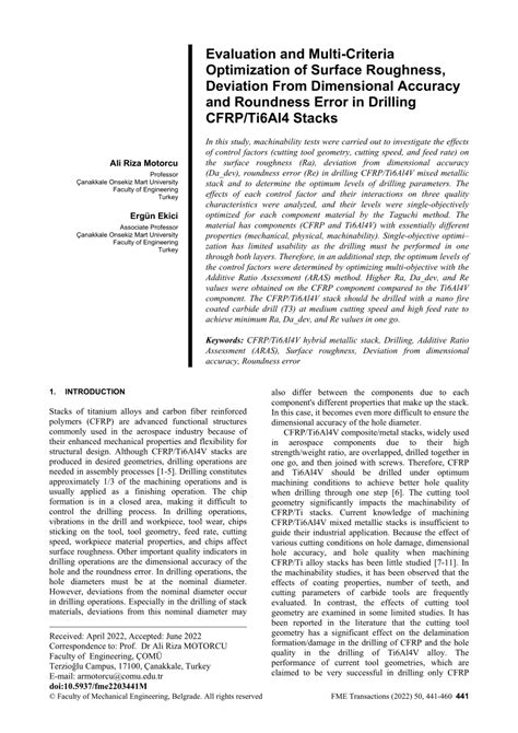 pdf evaluation and multi criteria optimization of surface roughness deviation from