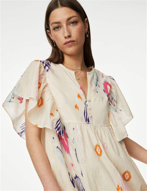 Saf Pamuklu Kısa Kollu Mini Elbise Marks Spencer