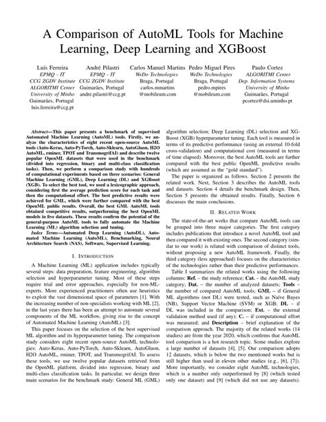 pdf a comparison of automl tools for machine learning deep learning and xgboost