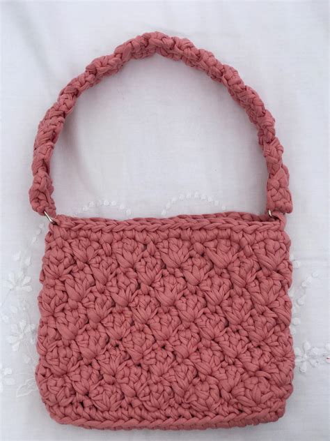Bolsa De Crochet Em Fio De Malha Rosa Antigo No Elo Ppatus Crochet