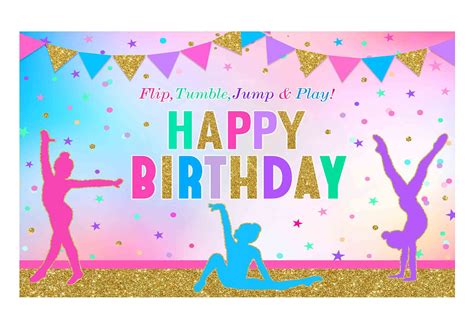 Buy Funnytree Rainbow Gymnastics Birthday Theme Party Backdrop For Girl