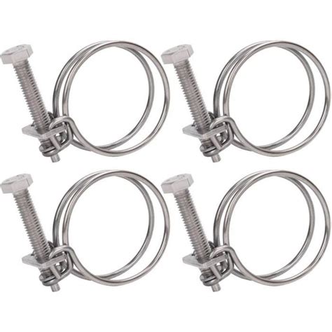 Lot De 4 Colliers De Serrage À Double Fil Réglables En Acier Inoxydable