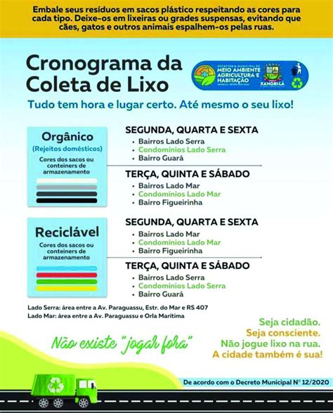 Cronograma de Coleta de Lixo Prefeitura Municipal de Xangri Lá