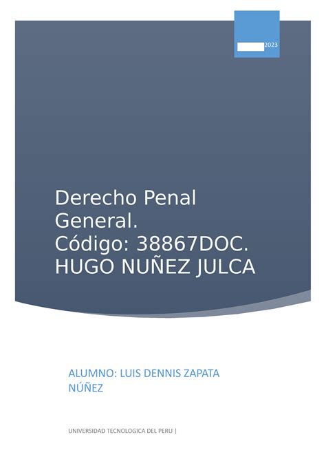 Articulo IX expo ndszv Derecho Penal General Código 38867DOC