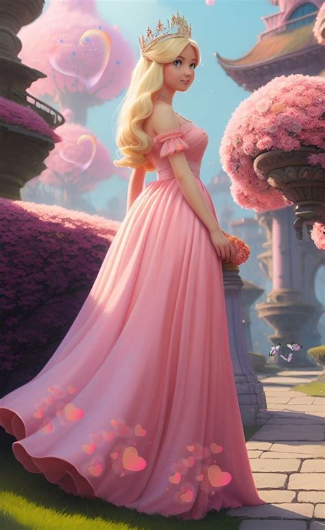 A Princess In A Pink Dress Is Standing Outside