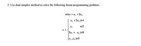 solved 2 use dual simplex method to solve the following
