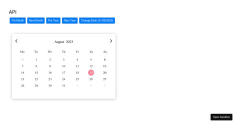 VueJS Functional Calendar Component Date Picker Date Range Demo