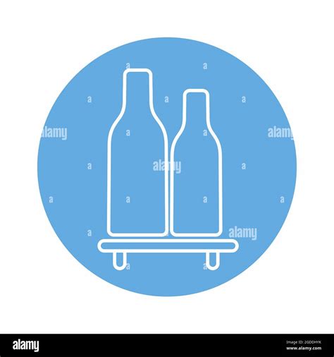 Gráfico vectorial de estante de botellas Estilo monocromo azul