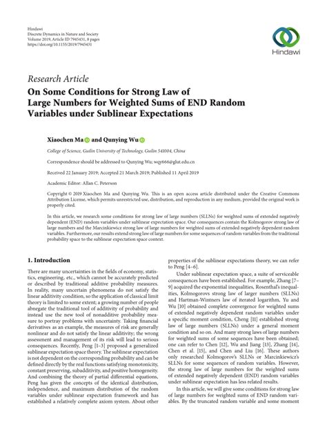 pdf on some conditions for strong law of large numbers for weighted sums of end random