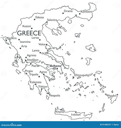 Vector Map Of Greece Stock Vector Illustration Of Capital 81485331