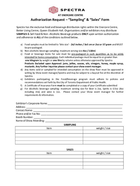 Fillable Online Authorization Request Sampling Sales Form Fax Email