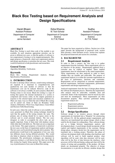 pdf black box testing based on requirement analysis and design specifications