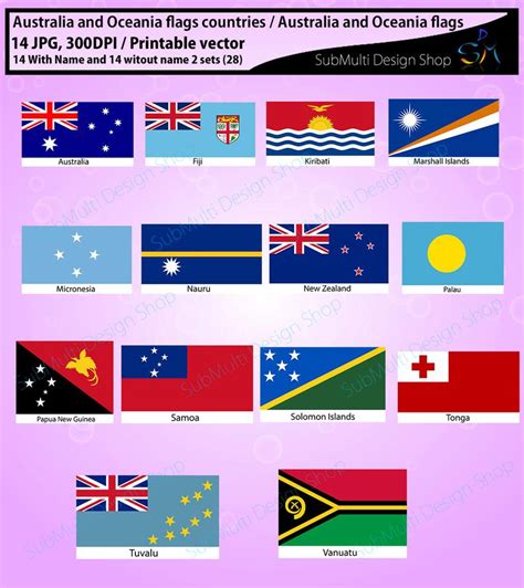 Australia And Oceania Countries Australia And Oceania Flags Etsy
