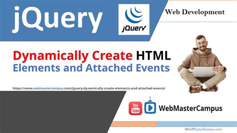 jquery dynamically create elements and attached events jquery create element youtube