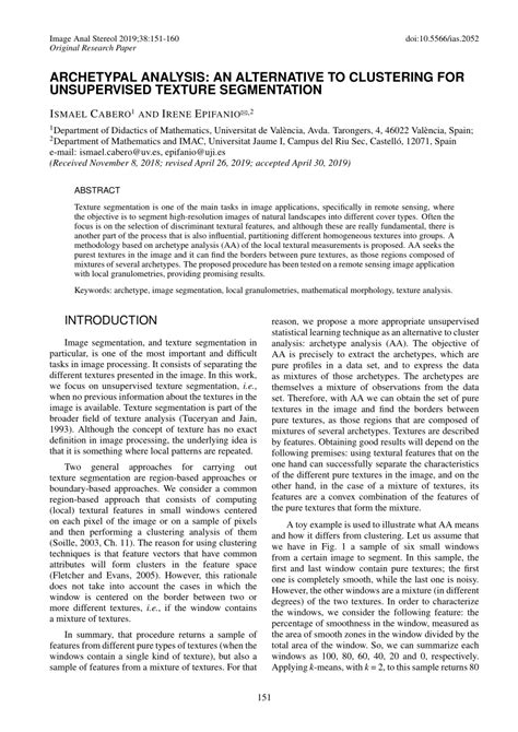 pdf archetypal analysis an alternative to clustering for unsupervised texture segmentation