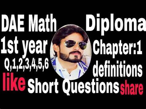 Dae Math St Year Diploma Students Chapter Short Question
