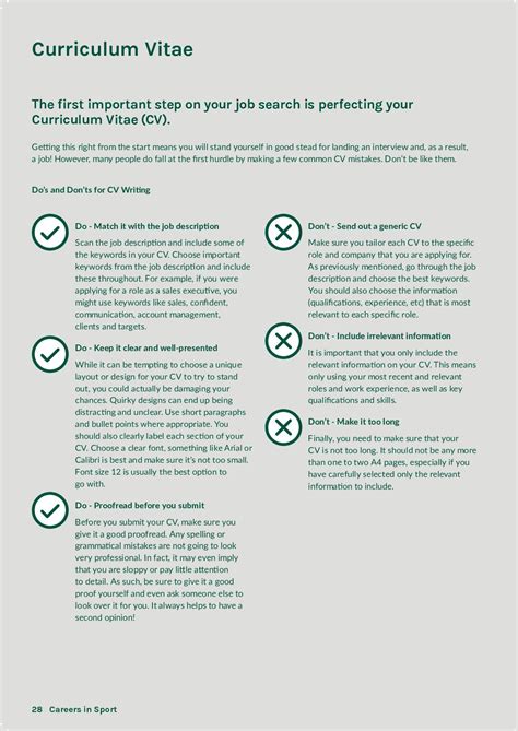 Curriculum Vitae Careers In Sport