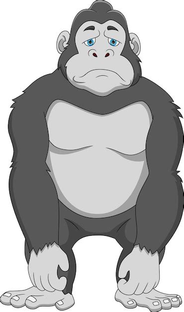 Dibujos Animados De Gorila Triste Sobre Fondo Blanco Vector Premium