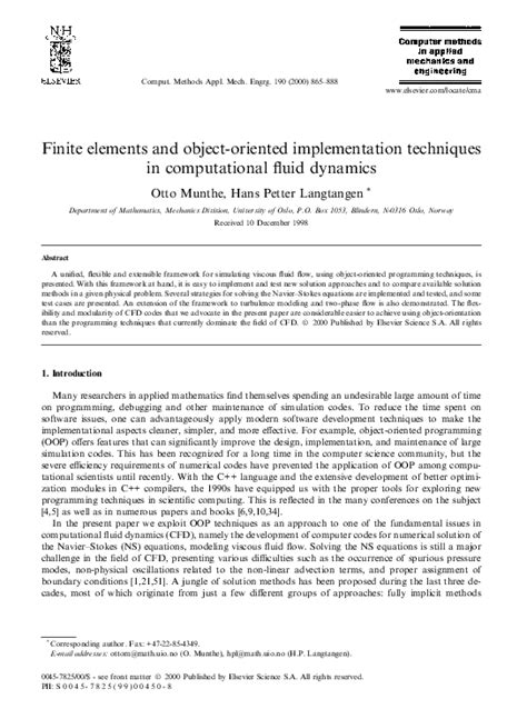 pdf finite elements and object oriented implementation techniques in computational fluid