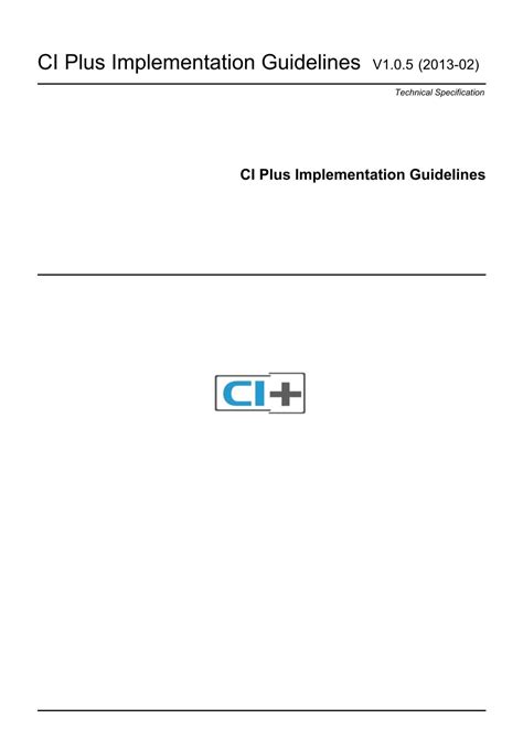 CI Plus Implementation Guidelines