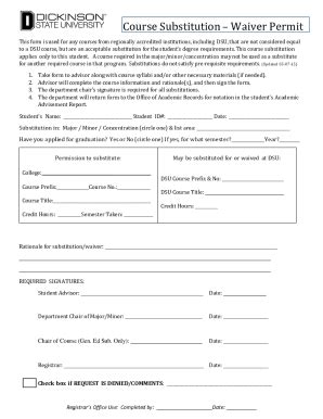 Fillable Online Course Substitution Waiver Permit Fax Email Print