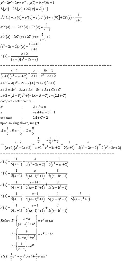 differential equations solved examples use the laplace transform to solve the given initial