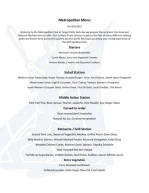 Fillable Online Metropolitan Menu Fax Email Print PdfFiller