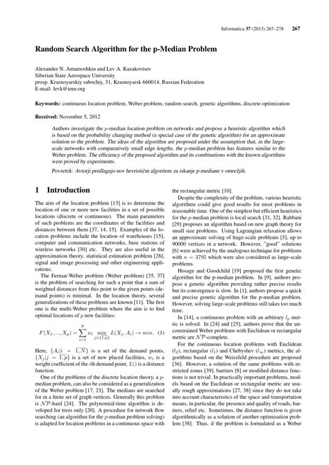 pdf random search algorithm for the p median problem