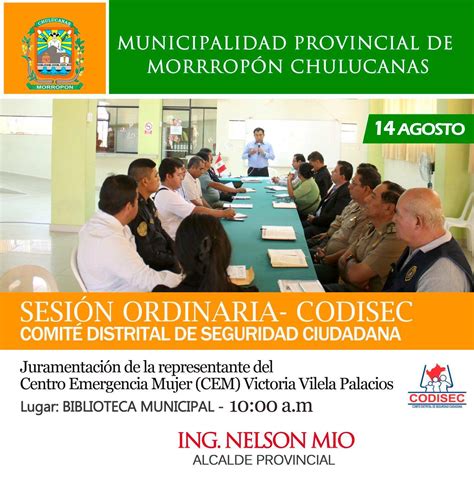 Invitación A Sesión Ordinaria De Codisec Noticias Municipalidad