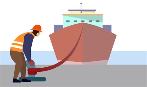 Harbor Workers For Cargo Ship Vector Illustration Sea Cargo Ship