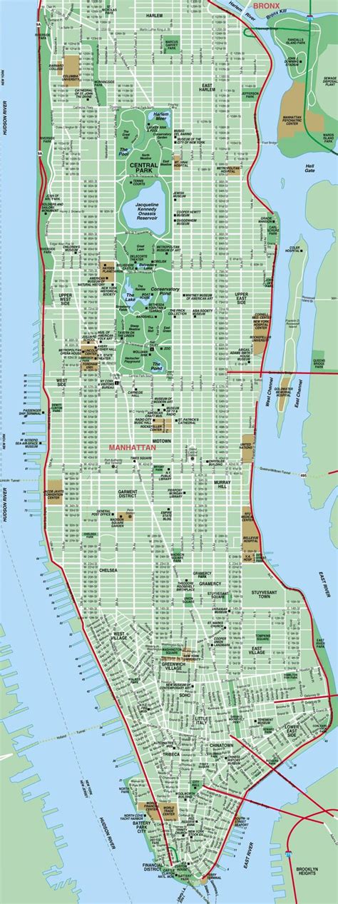 Manhattan carte carte Détaillée de Manhattan New York etats unis