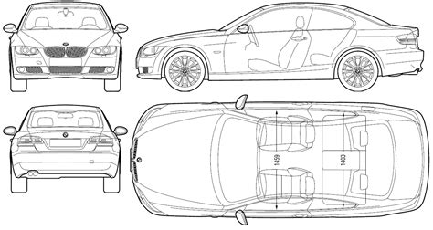 2006 BMW 3 Series E92 Coupe Blueprints Free Outlines