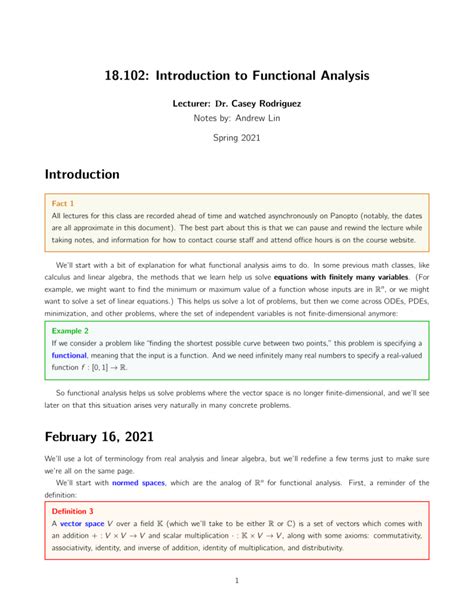 functional analysis lecture notes mit