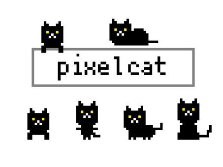 Free Vectors Pixel Art Black Cat Set