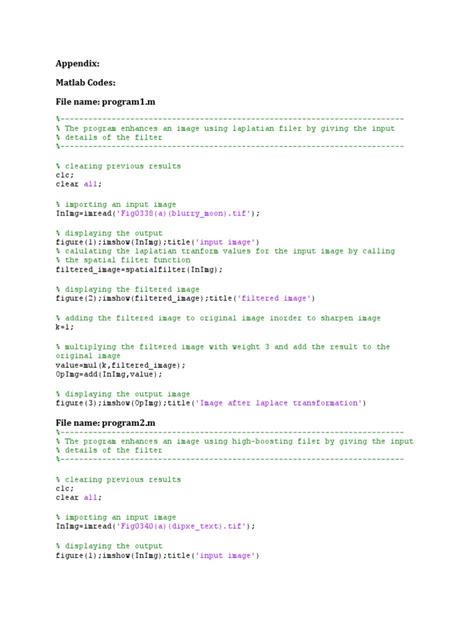 appendix matlab codes file name program1 m pdf parameter computer programming