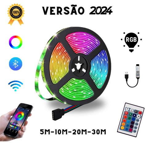 Fita LED Rgb Bluetooth 5050 5m 10m 15m E 20 Metros APP USB Luz E